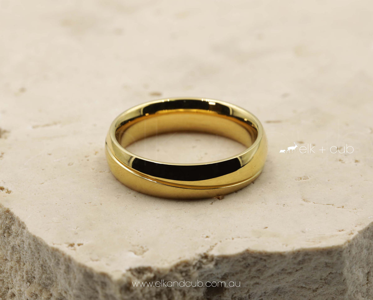 Gold Titanium Ring | Brushed and Gloss | Mens Wedding Ring | 6mm – Elk ...