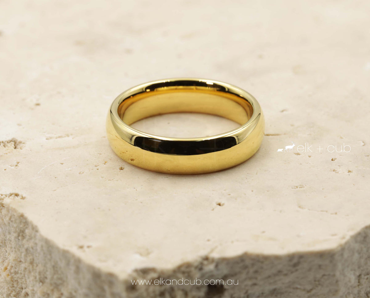 Gold Titanium Ring With Gloss Finish | Mens Wedding Ring | 6mm – Elk ...